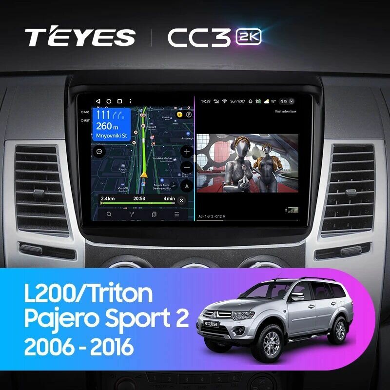 Магнитола Teyes CC3 2K 4-32 Mitsubishi L200 Triton 2008 2016 9.5"
