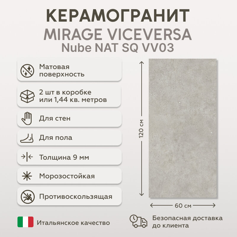 Керамогранит MIRAGE VICEVERSA Nube NAT SQ VV03 60x120 см, 1.44 кв. м (2 шт в упак)