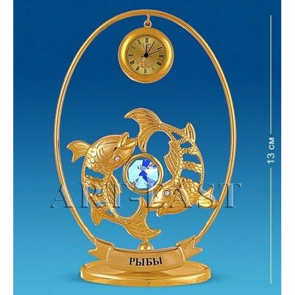 Фигурка с часами Знак Зодиака - Рыбы A2100512 Crystal Temptations, Металл, кристалл