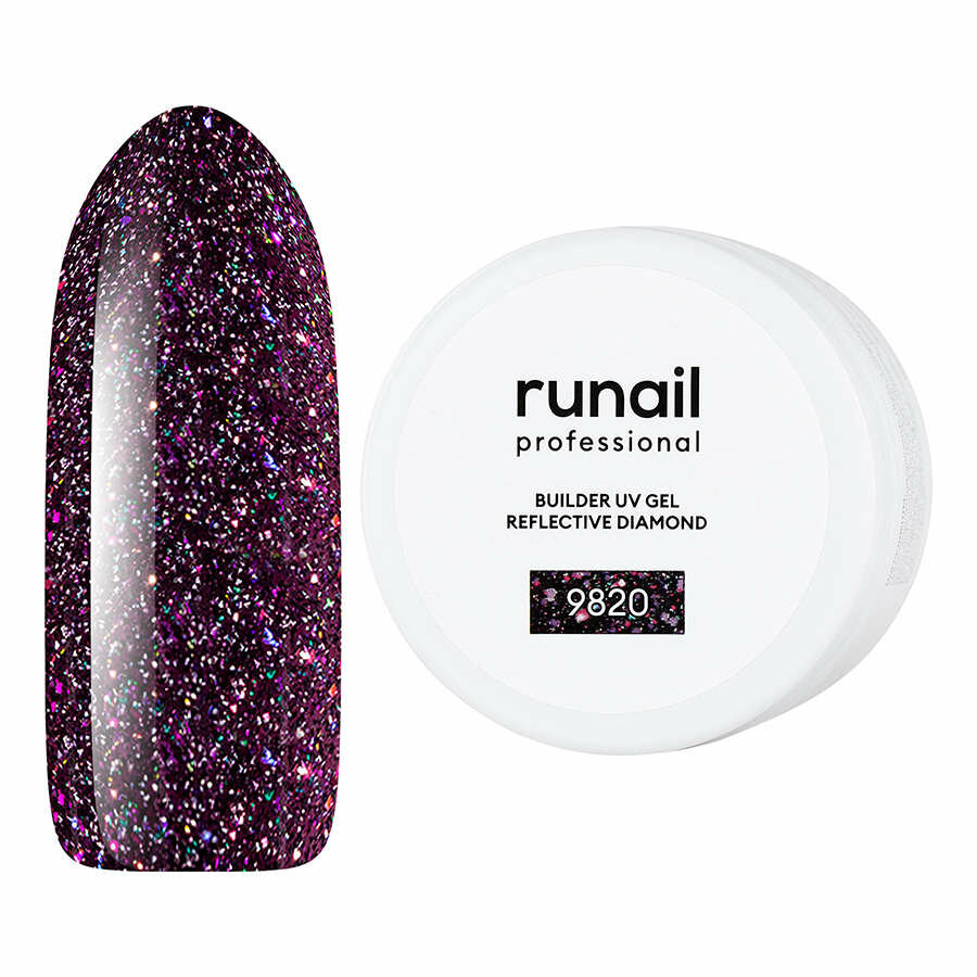 Светоотражающий гель ruNail REFLECTIVE DIAMOND №9820, 15 г
