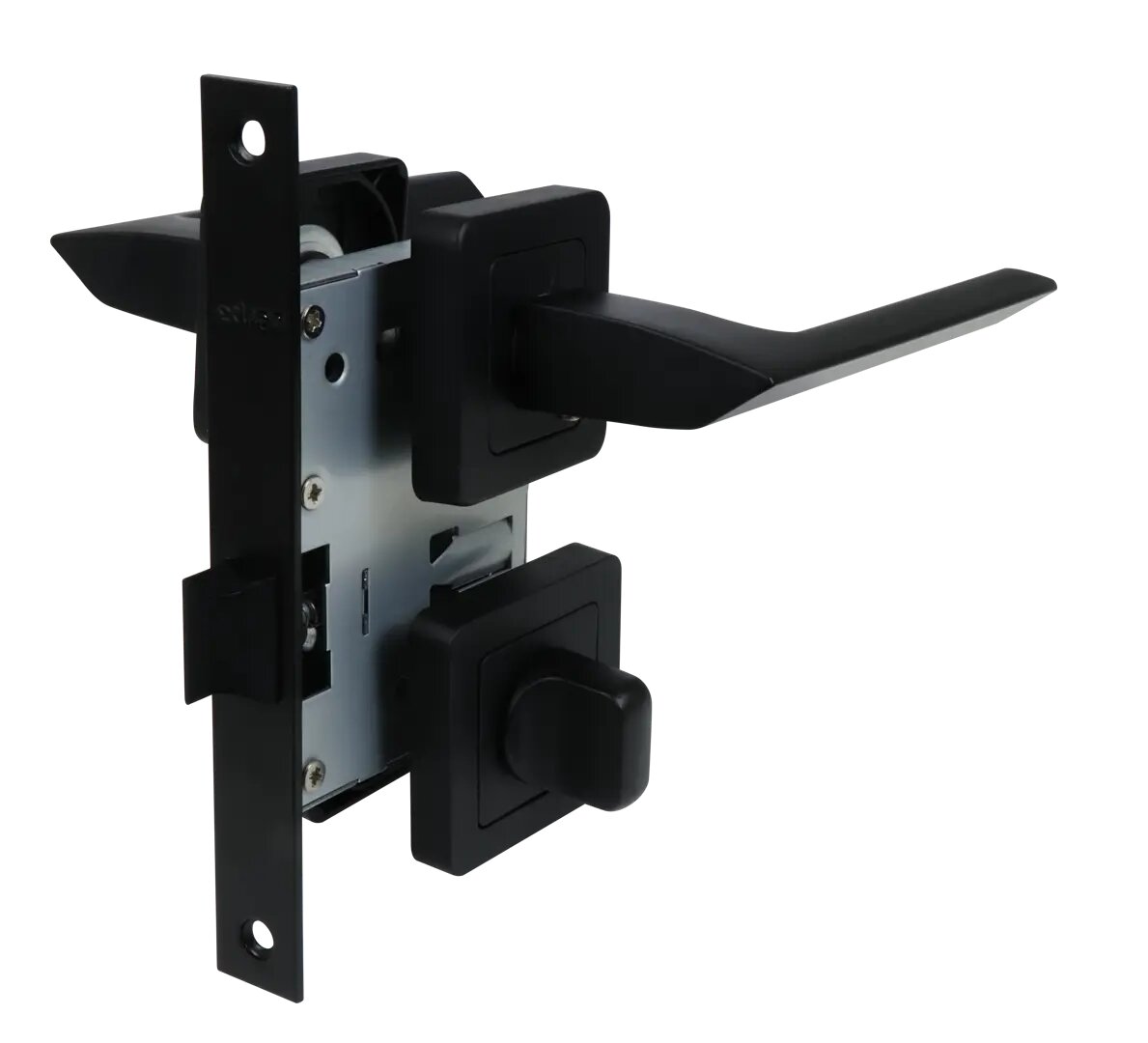 Комплект дверных ручек на розетке Edson WC13Q1 с запиранием цвет черный