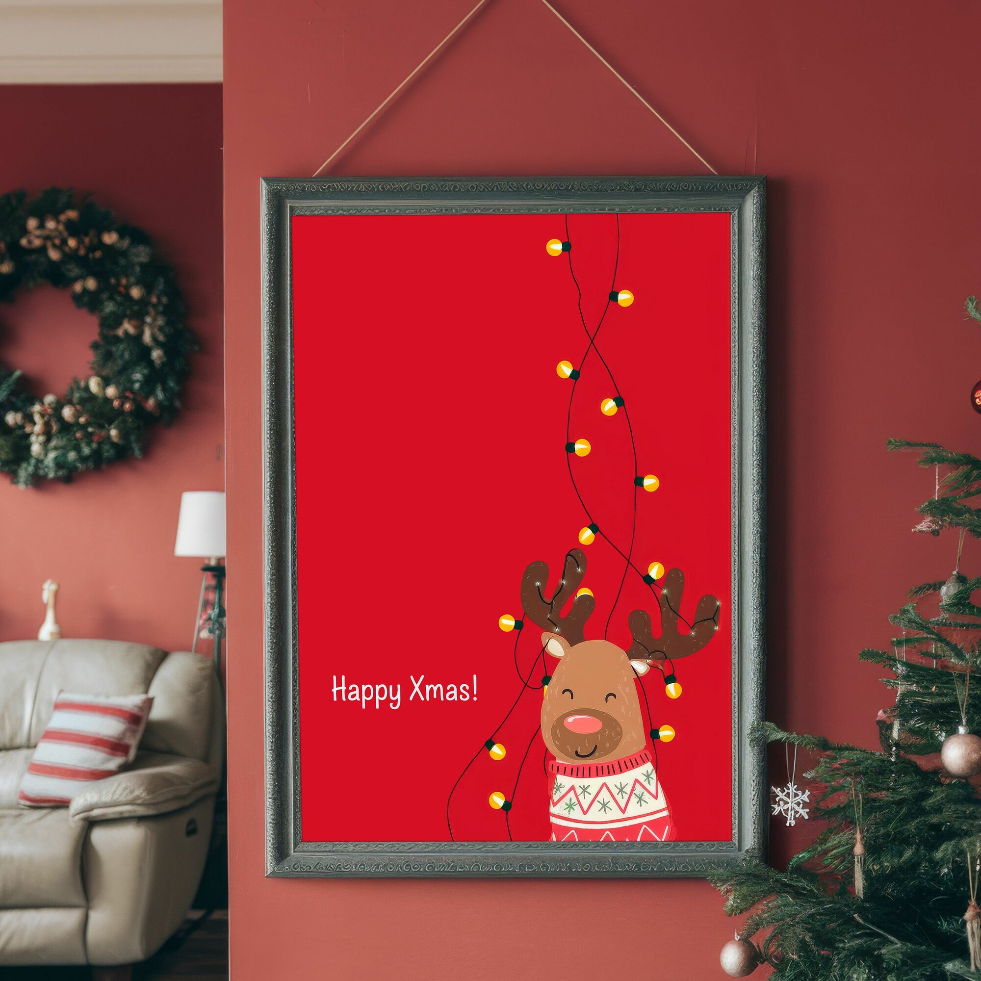 Постер Новый год Олень из серии Casa New Year 50х70