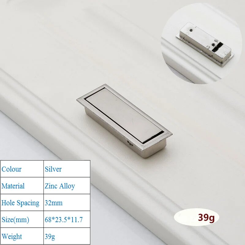 Ручка для двери из цинкового сплава Silver 6021-32mm