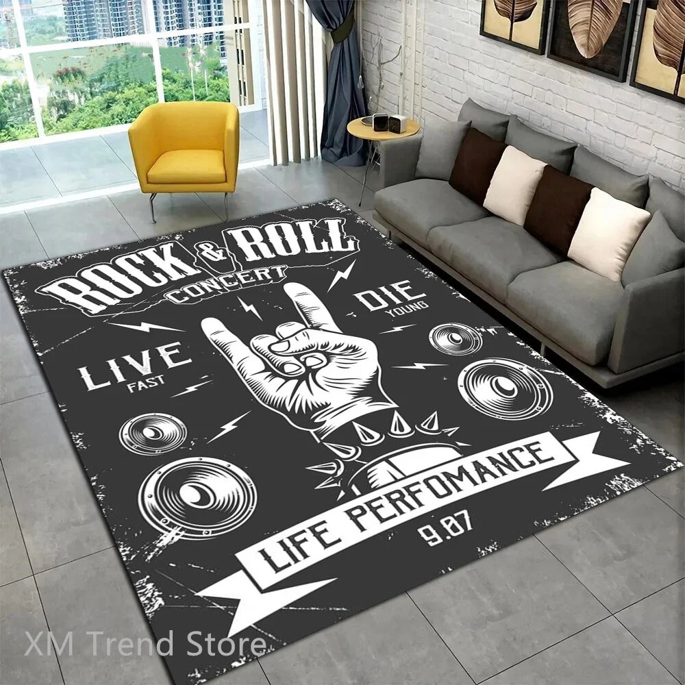 Черный ковер Rock and Roll 80x160cm, цвет 13
