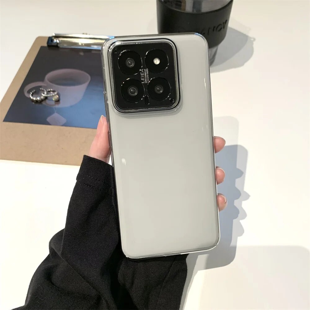 Чехол для Xiaomi 14 Pro, черный, прозрачный, жесткий