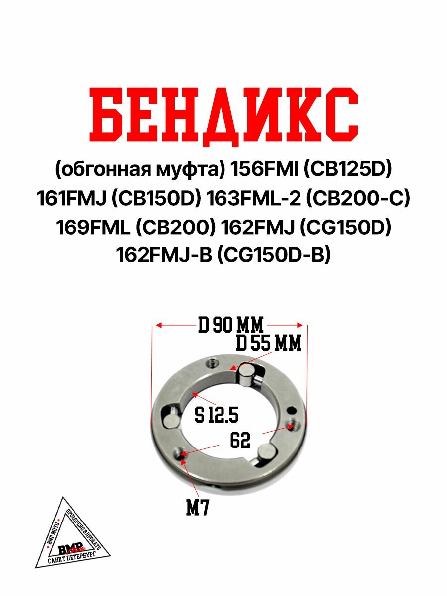 Бендикс (обгонная муфта) 156FMI 161FMJ 163FML-2 169FML 162FMJ 162FMJ-B питбайк / эндуро