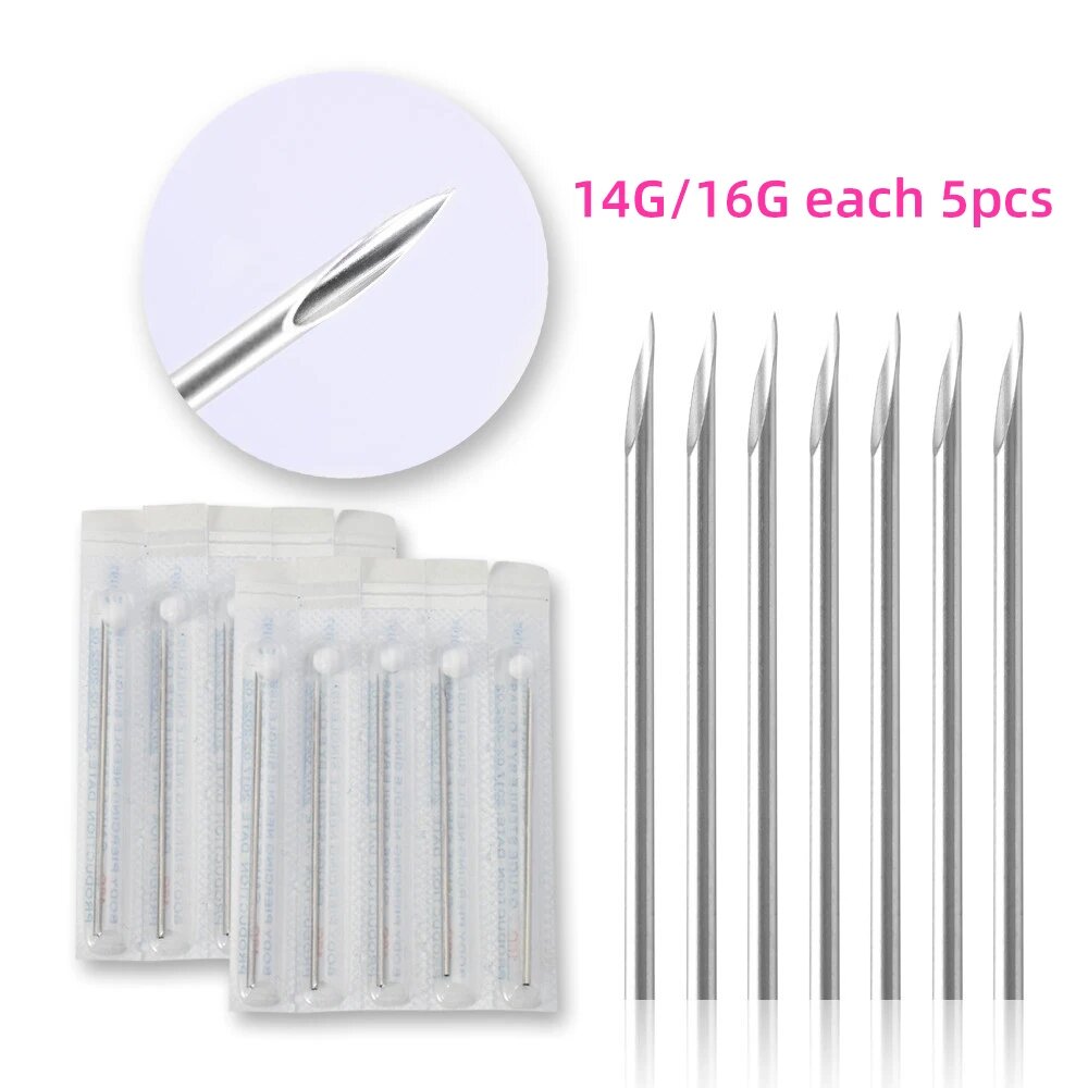 Одноразовые иглы для пирсинга ATOMUS 14 г/16 г 10 шт. Mix