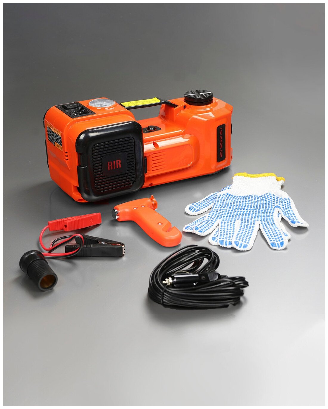 FENOX FAM2002 FAM2002_домкрат! электрогидравлический с функцией компрессора и фонарем, в кейсе, 5 т\