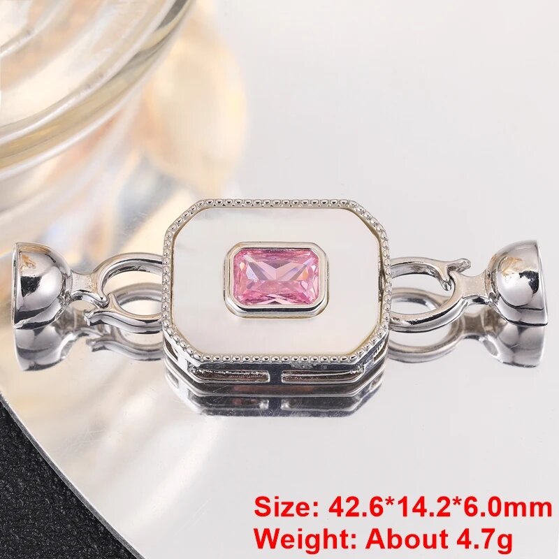 Juya фурнитура для бижутерии циркон Розовый, White Gold