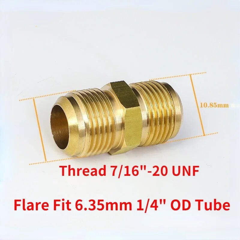 Латунный переходник SAE Flare 45 градусов 1/4", 3/8", 1/2", 3/4" 6.35mm-6.35mm