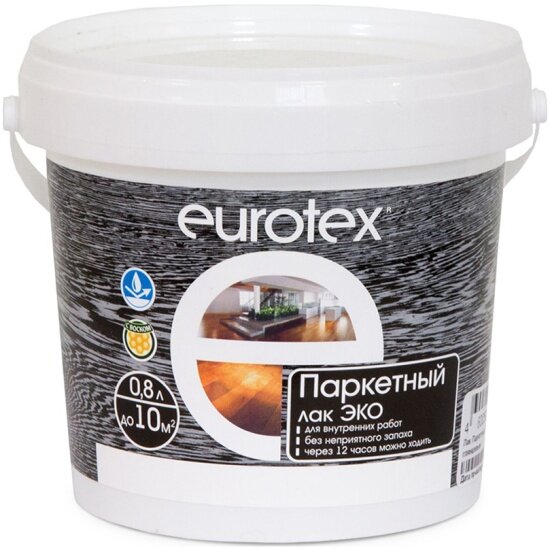 Паркетный лак Eurotex Эко, полуматовый, 0,8 л