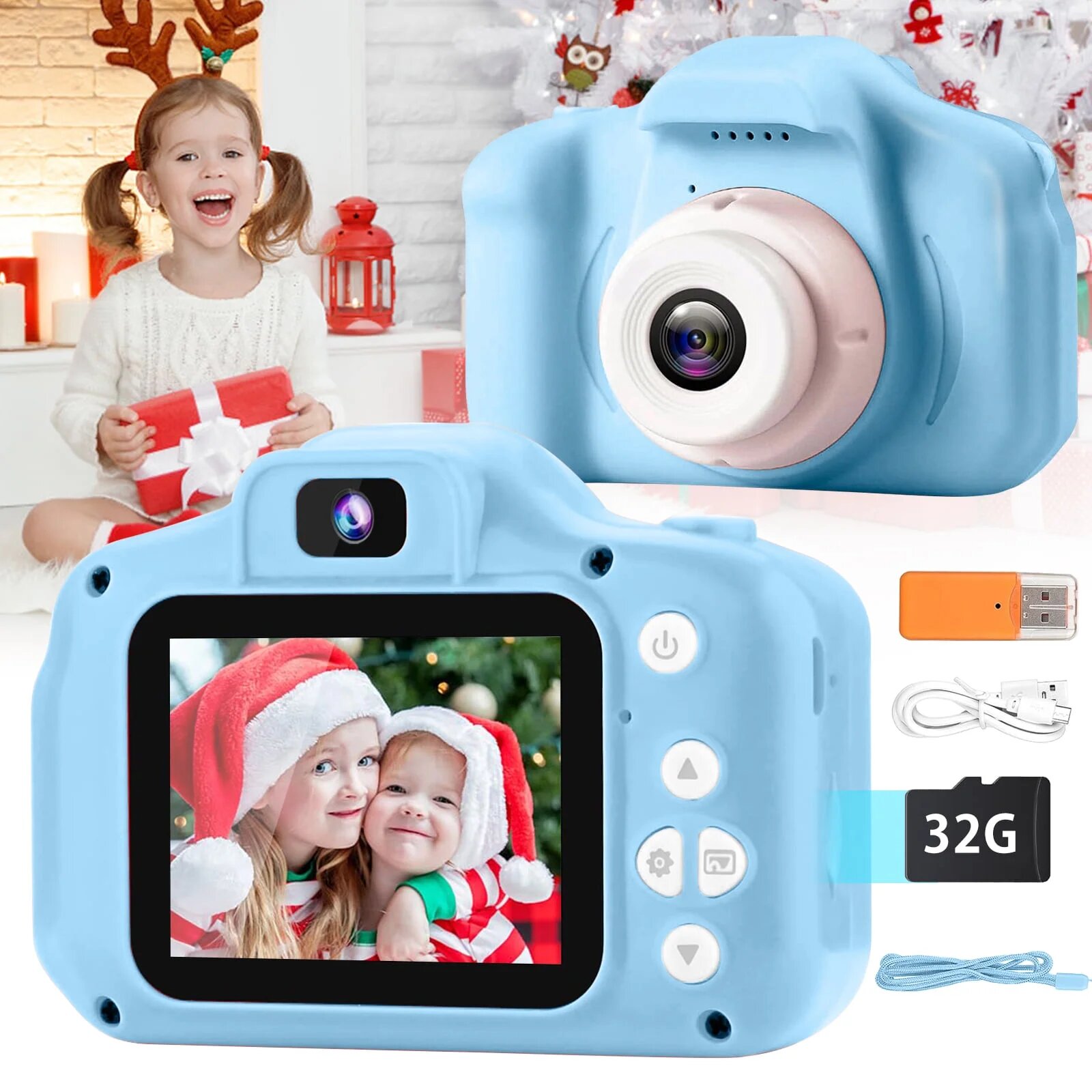 Детская камера, селфи-камера для мальчиков и девочек, рождественский подарок на день рождения для детей от 3 до 10 лет,