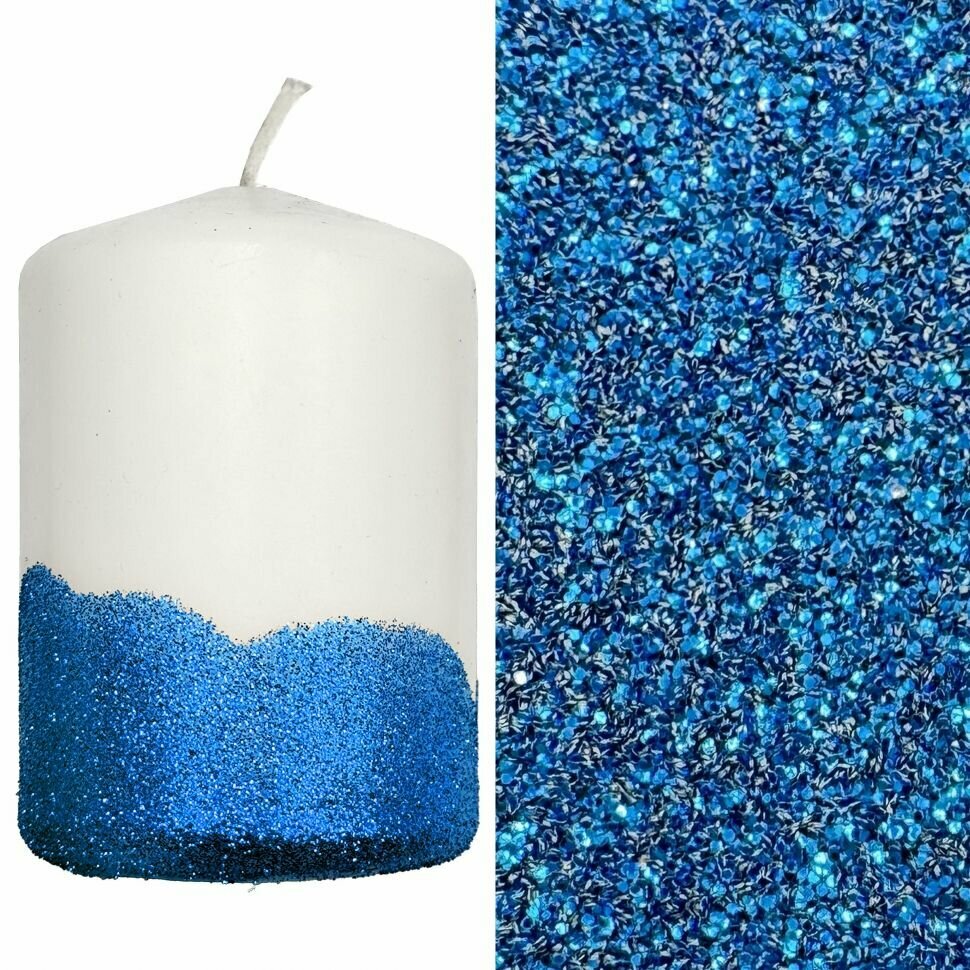 Глиттер термостойкий для свечей Синий, 25мл