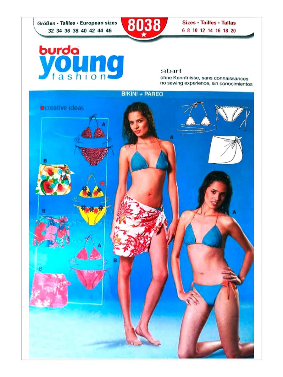 Выкройка купальника и парео