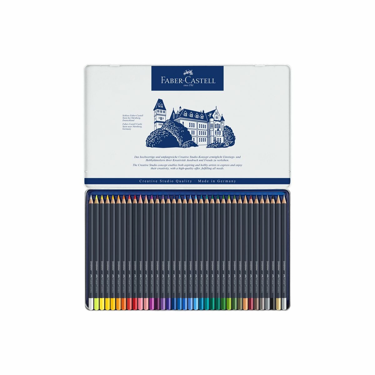 Карандаши цветные 36 цветов Faber-Castell Goldfaber (круглые) метал. коробка (114736), 3 уп.