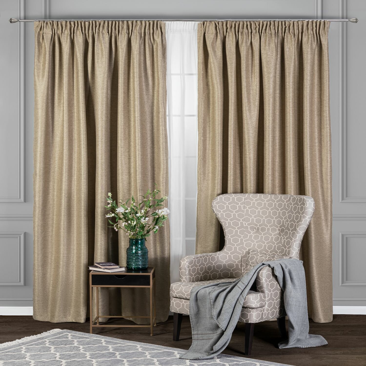 Daily by T Комплект штор на ленте "Дарли" рогожка, 200x260 - 2 шт, коричневые