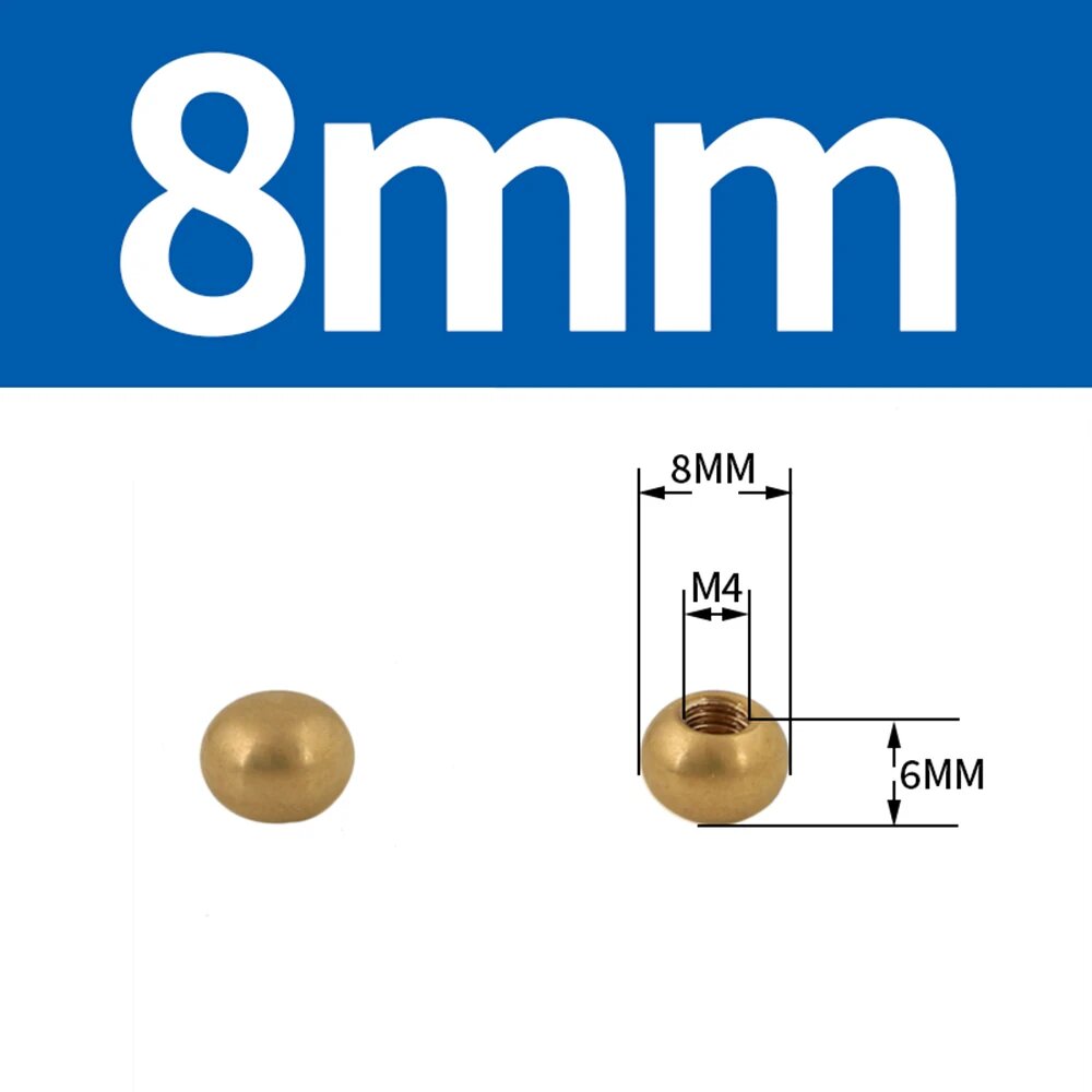 Медные шарики с внутренней резьбой M2-M12 M4x8mm 10pcs
