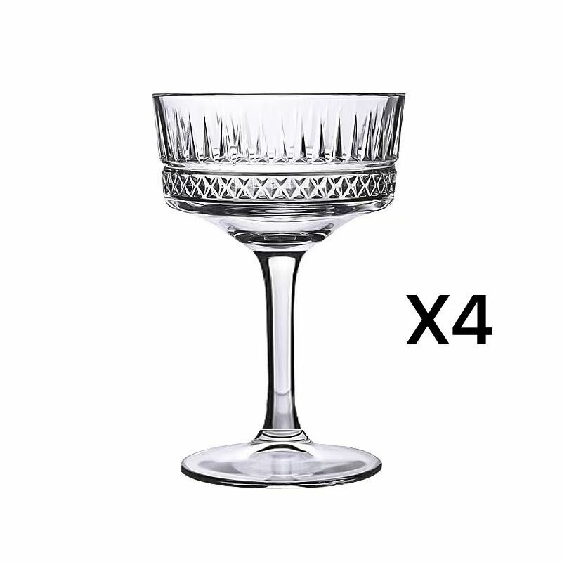 Набор бокалов для шампанского-креманок Elysia, стеклянный, 260 мл, 4 шт, с золотой каймой-