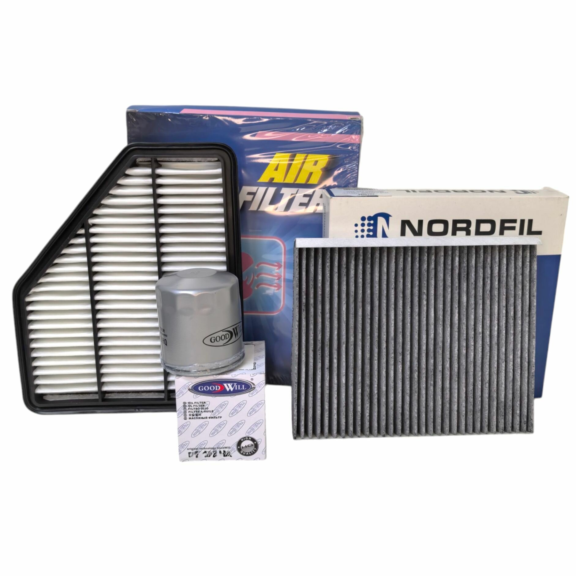 Набор фильтров (фильтр салона/воздушный/масляный) Чанган ЦС75 (Changan CS75) Goodwill Nordfil AMD 1012010A02AB 8119030DE01 S301014-0900