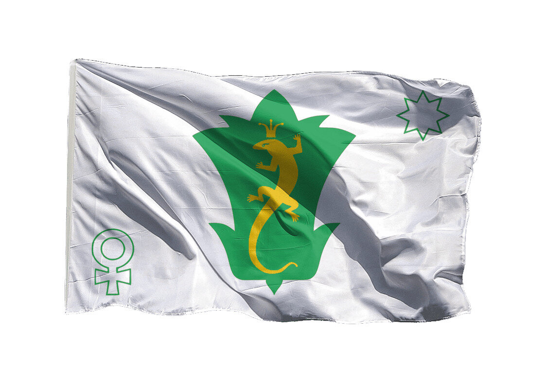 Флаг Полевского на шёлке, 70х105 см для ручного древка