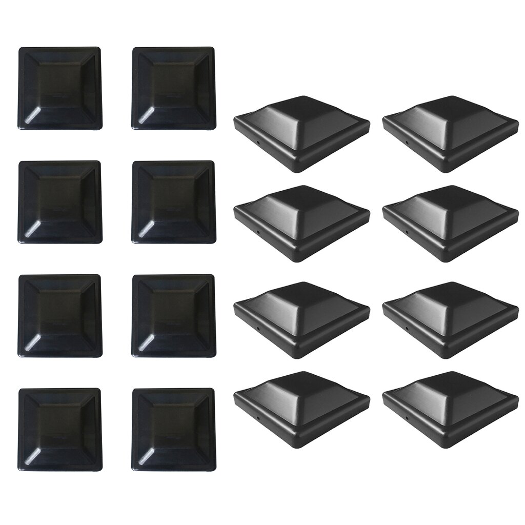 16шт Наружные Деревянные Колпачки Для Столбов Из Черного Пластика Прочное Водонепроницаемое Украшение Сада