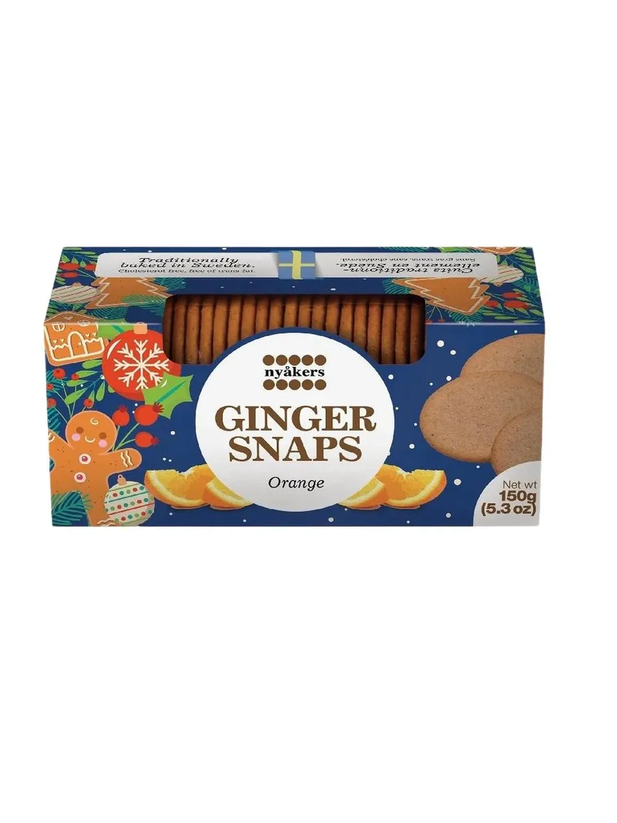 Печенье Nyakers Original, хрустящее, имбирное со вкусом апельсина, 150 г