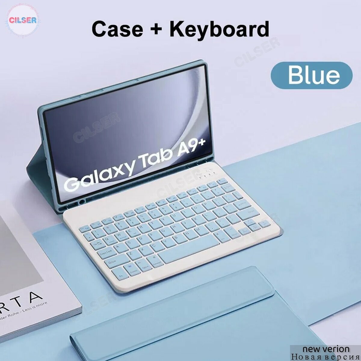 Чехол для планшета для Galaxy Tab A9+ 11 дюймов, съемный чехол с русской клавиатурой (SM-X210N/X216B/X218)
