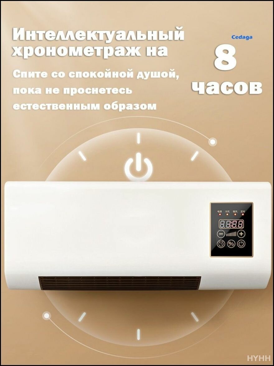 Тепловентилятор керамический обогреватель настенный, вентилятор тепловая завеса с пультом ДУ, с цифровым термостатом