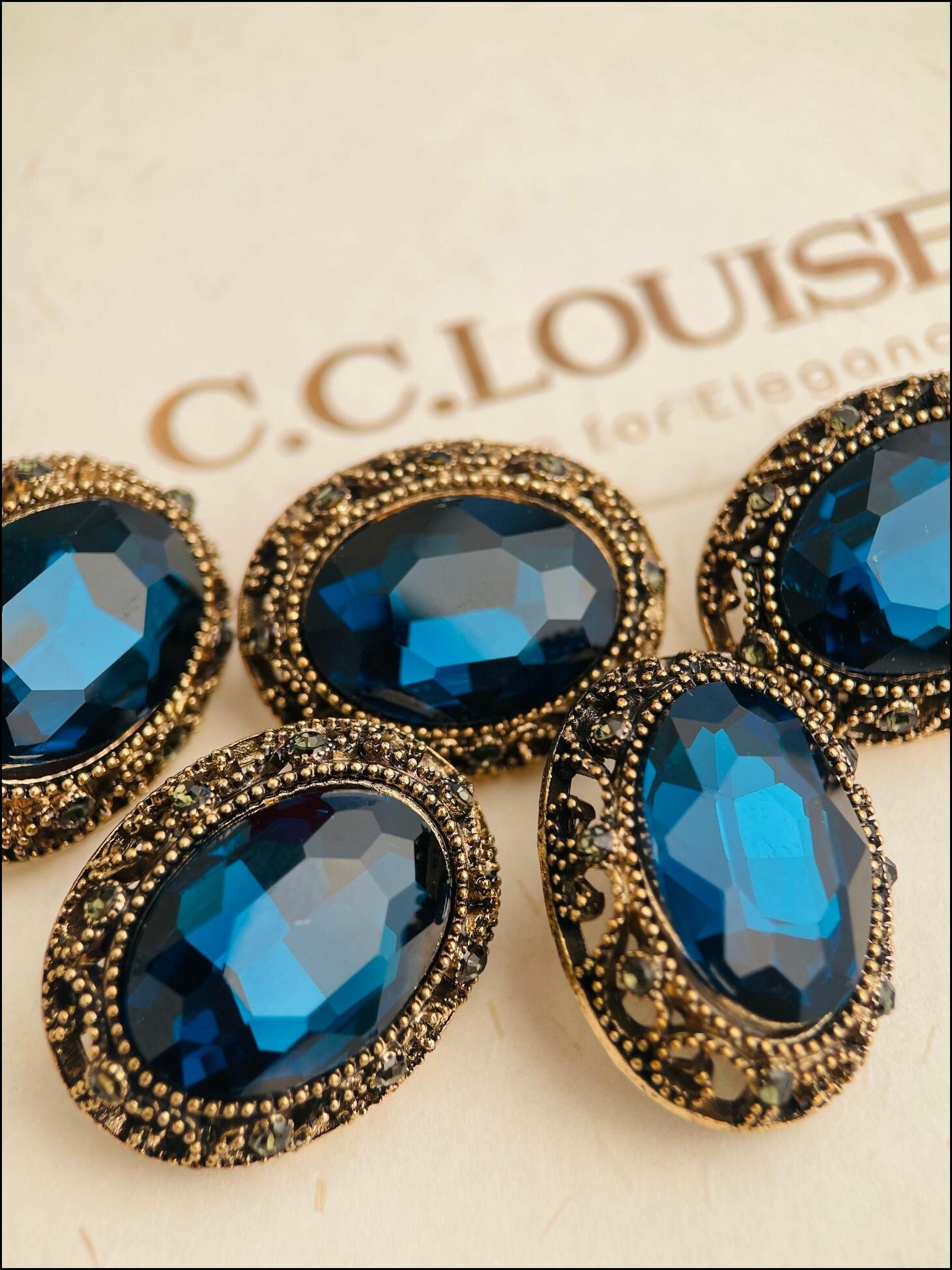 5 шт. 25 мм винтажные декоративные металлические пуговицы на ножке, инкрустированные сапфирами и изумрудами для украшения одежды и текстиля