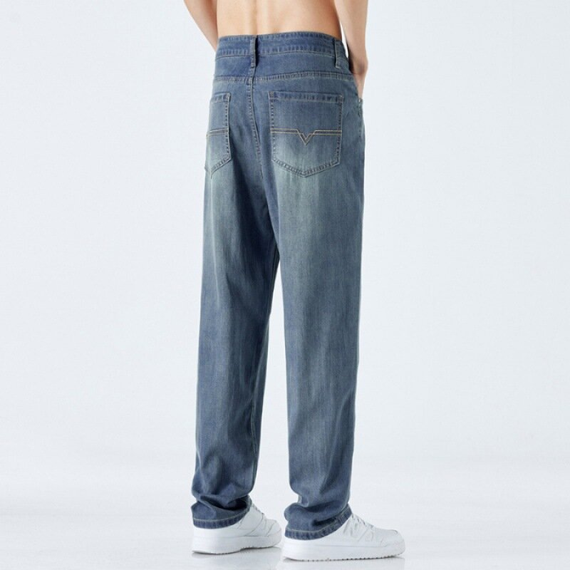 Слим тапер KLQ Круто Мужские KLQ ретро широкие штаны широкие прямые повседневные тонкие стирка американские, Размер_30