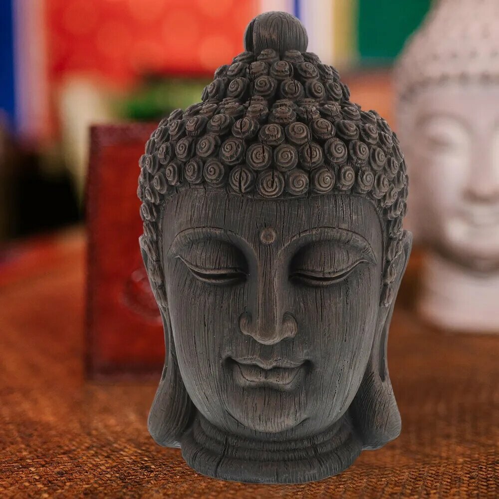 Скульптура головы будды из смолы кофейного цвета для домашнего декора