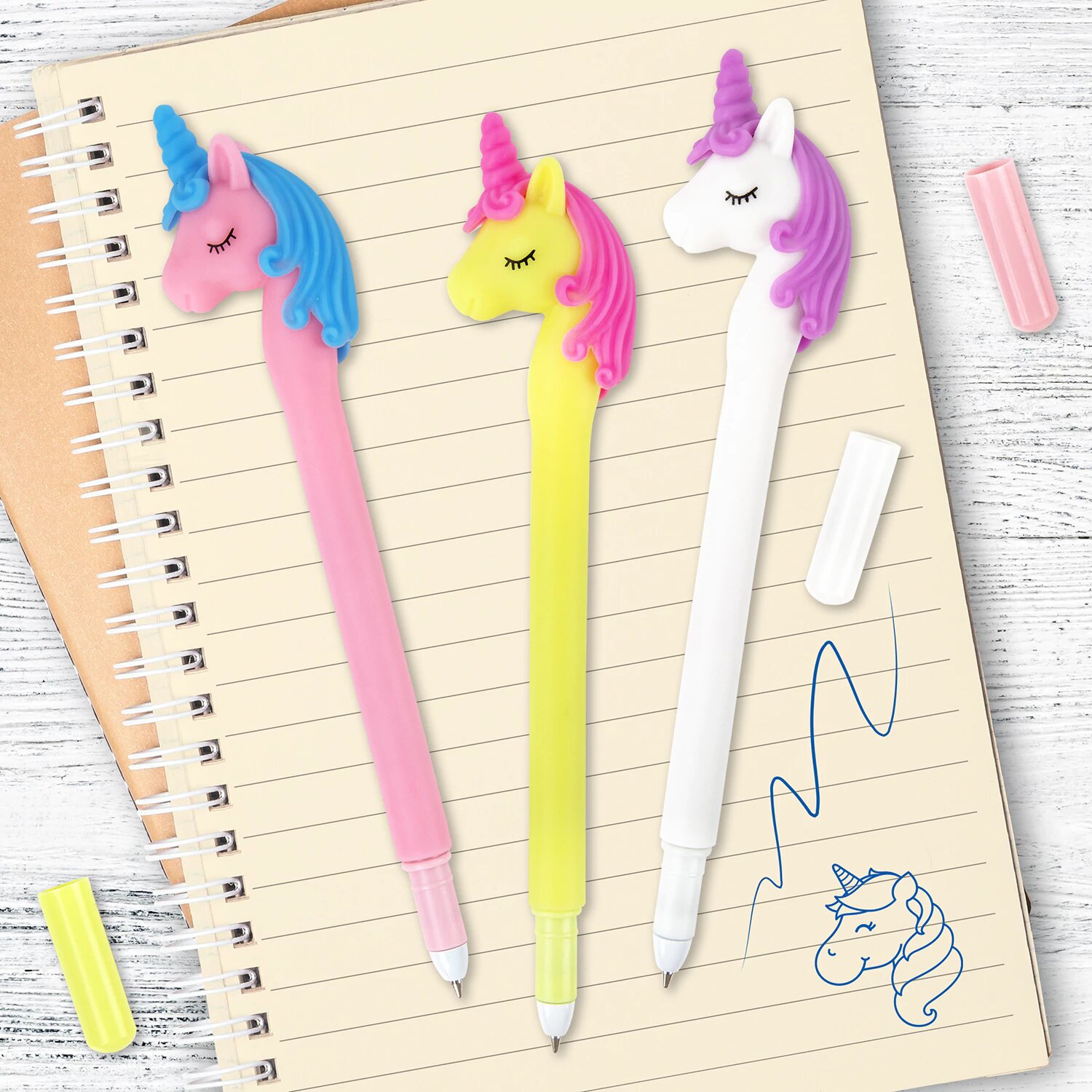 Ручка фигурная шариковая юнландия "Единорог", мягкий силиконовый корпус, ассорти, синяя, пишущий узел 0,7 мм, 143776, 12шт.