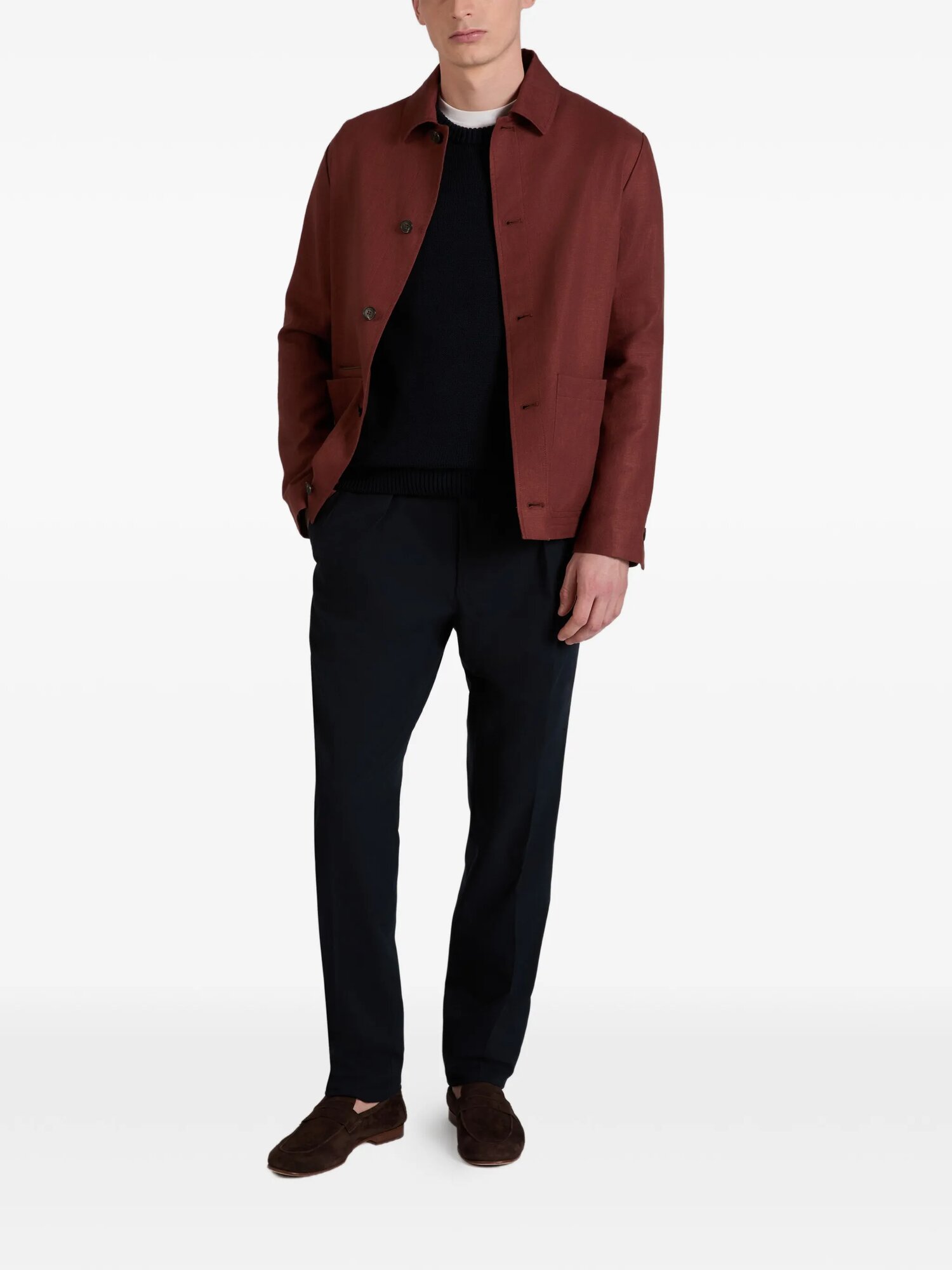 Куртка Slowear Single-breasted blouson jacket, размер 50, brown — фото 1