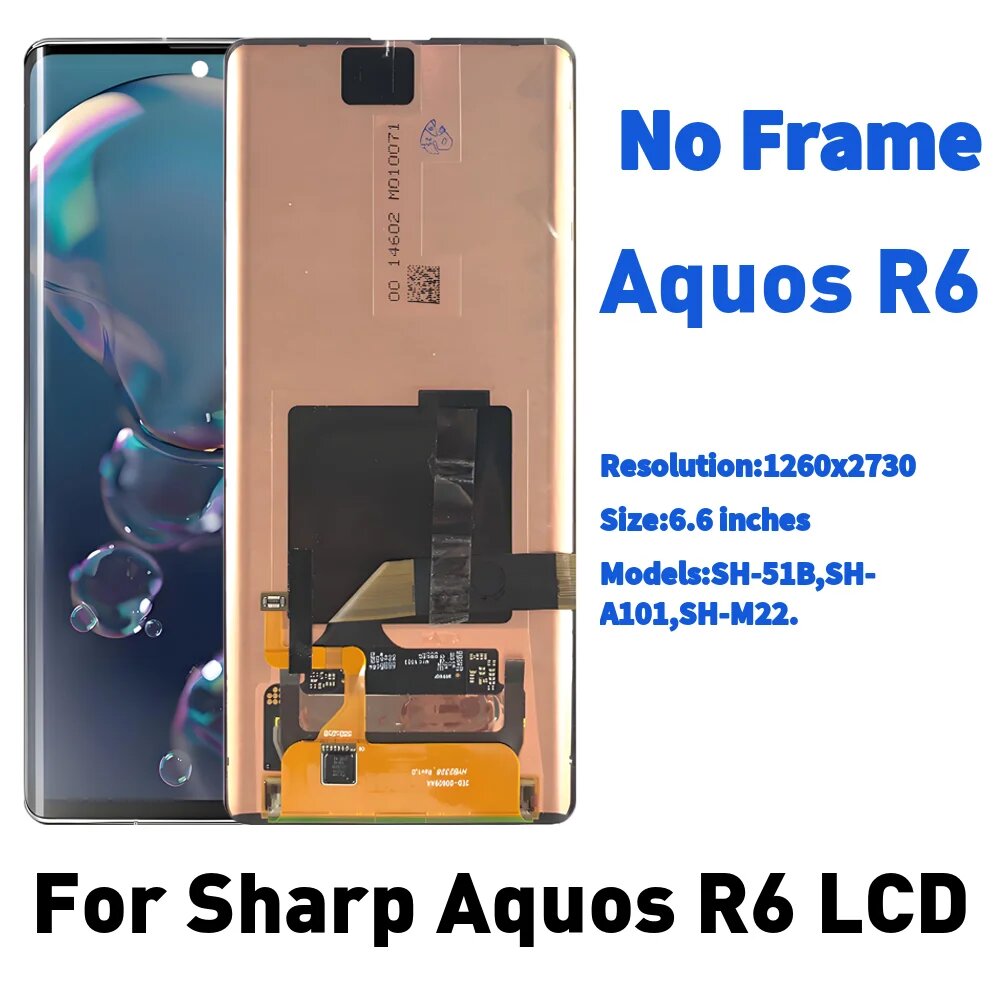 6,6-дюймовый AMOLED LCD-экран для Sharp Aquos R6, сенсорный дисплей, дигитайзер, сборка, экран для Aquos R6 SH-51B, ремонт LCD-дисплея