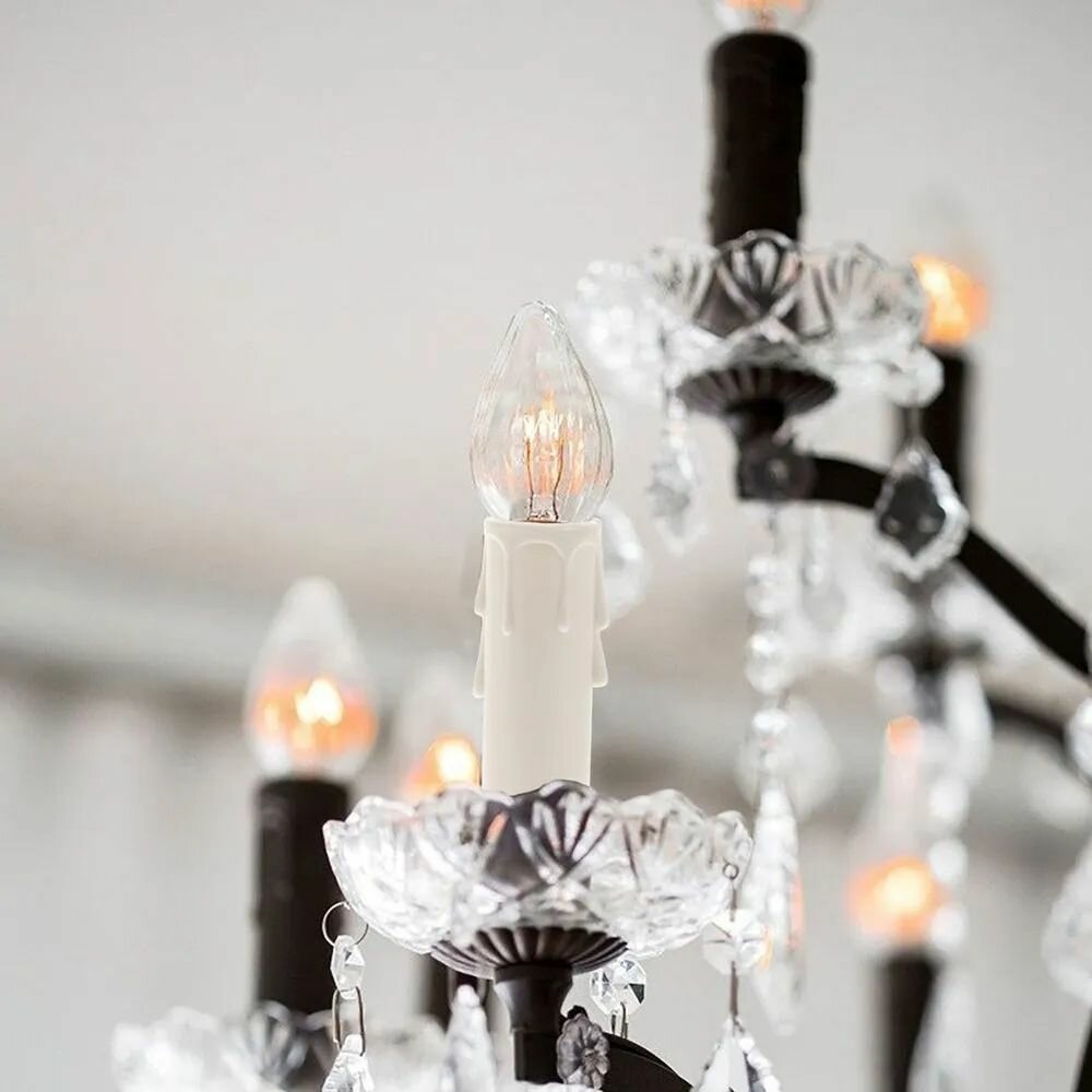 Белые пластиковые трубки для свечей с восковыми каплями для светильников и люстр, 20 комплектов