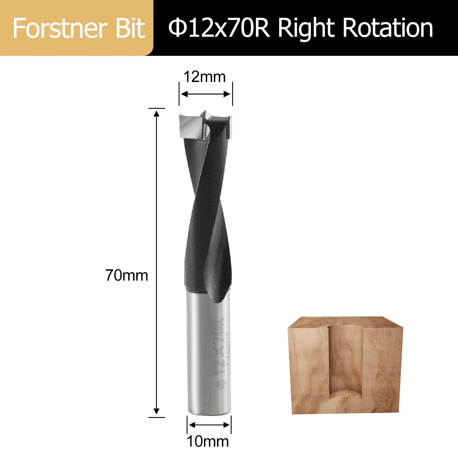 TIDEWAY 1PCS Сверло Форстнера для дерева Мебельная доска Сверла для петель Сверление по дереву Плотницкие инструменты Фреза для дерева S10mmxD12x70-R