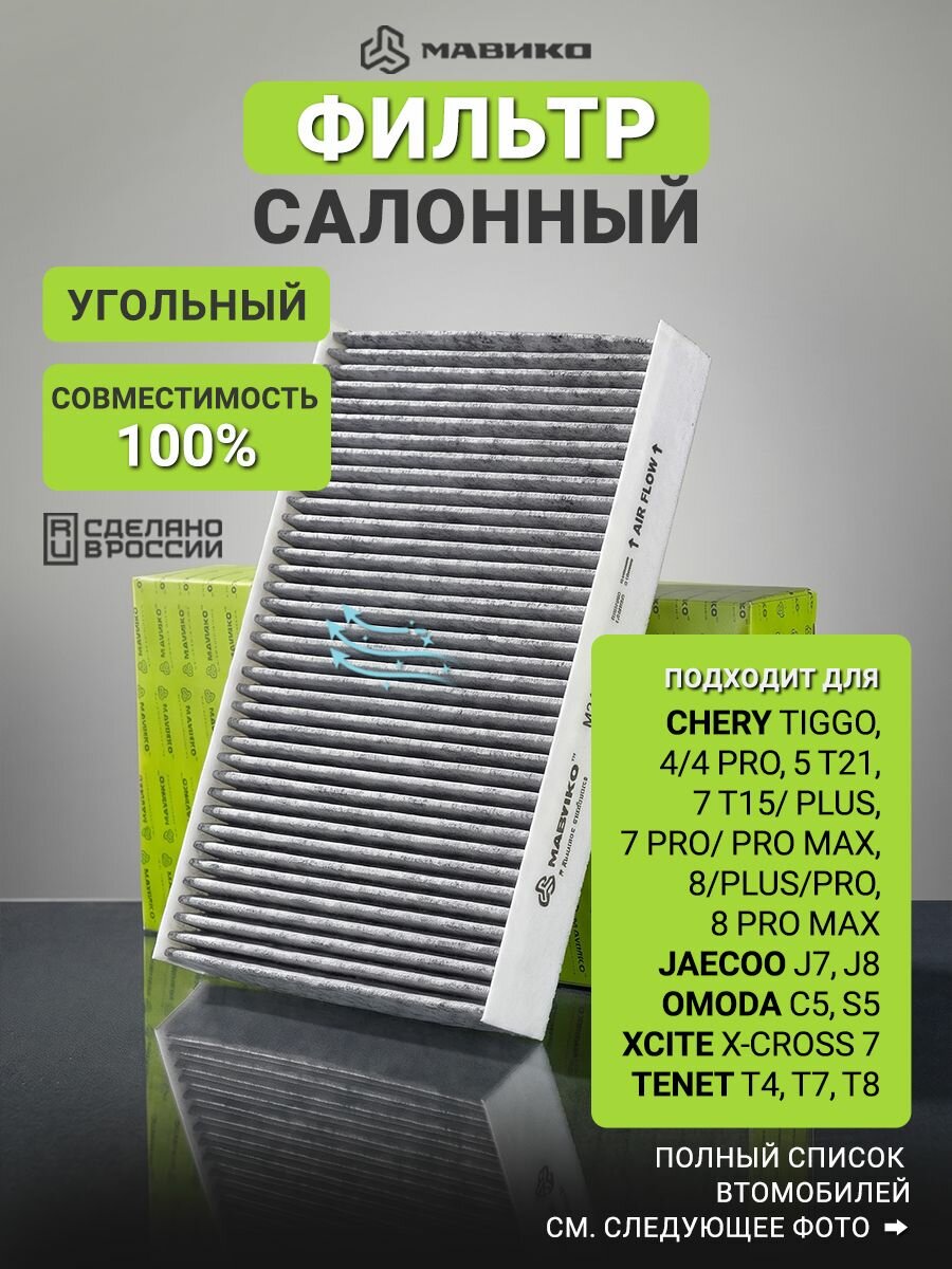 Фильтр салонный угольный для Чери Тигго 4 7 8/ Про/ Про макс, Эксид рх, Джейку J7 J8, Кайи Х5, Омода С5, Тенет Т4 Т7 Т8. Chery Tiggo 4 7 8/ Pro/Pro max, Exeed Rx, Jaecoo, Omoda C5/S5, Tenet T4 T7 T8