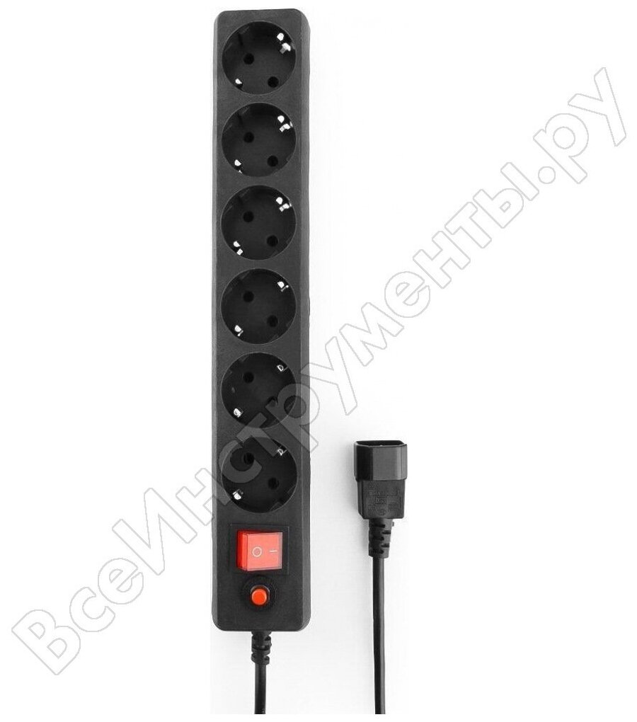 Сетевой фильтр Гарнизон для подключения ИБП 6р, 10А, 0.5м, ур. защиты 4, черный, коробка, UPS EHB-0