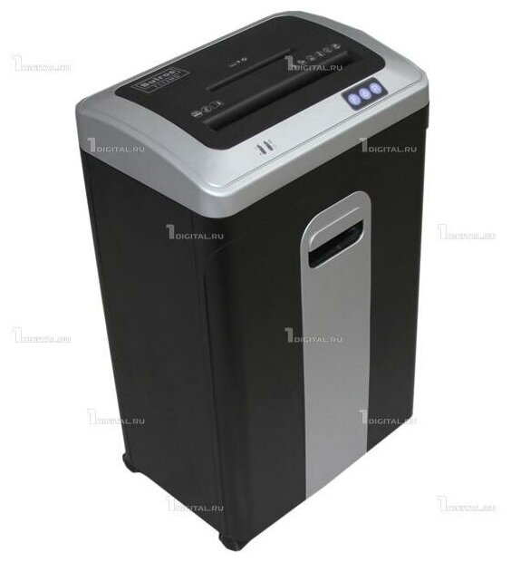 Уничтожитель бумаги (шредер) Bulros 7112MD чёрный/голова серебро, 27 литров, 2х15мм (скобы от степлера, CD/DVD, пластиковые карты)