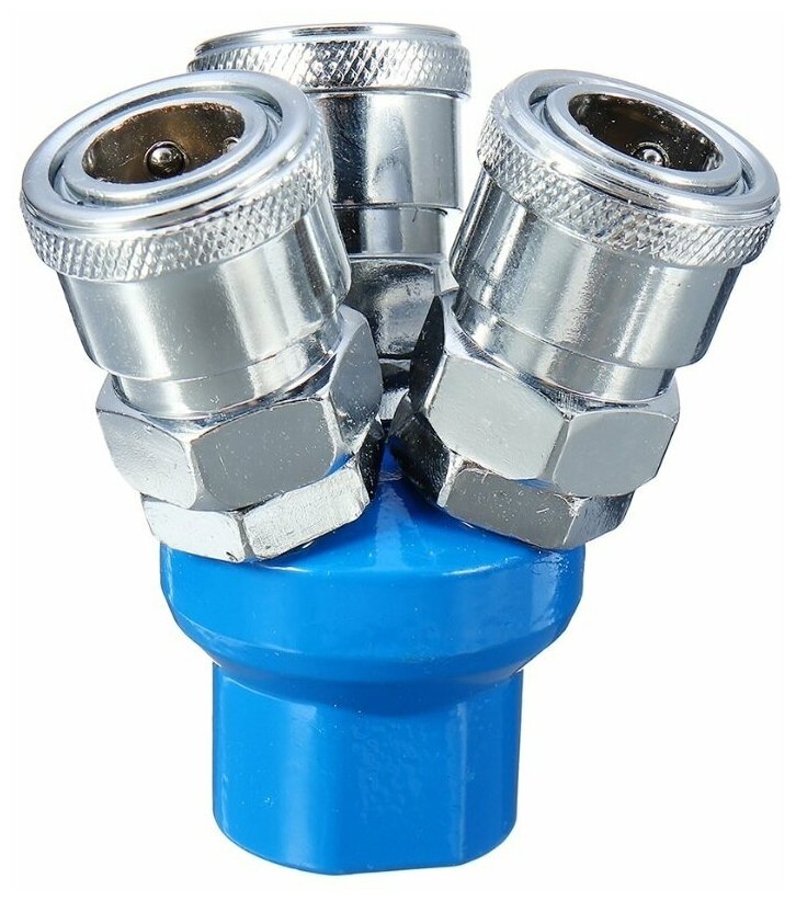 Быстросъем / Быстросъёмное соединение (Quick Release) - тройник - резьба мама 1/4 для компрессора, пневмоинструмента