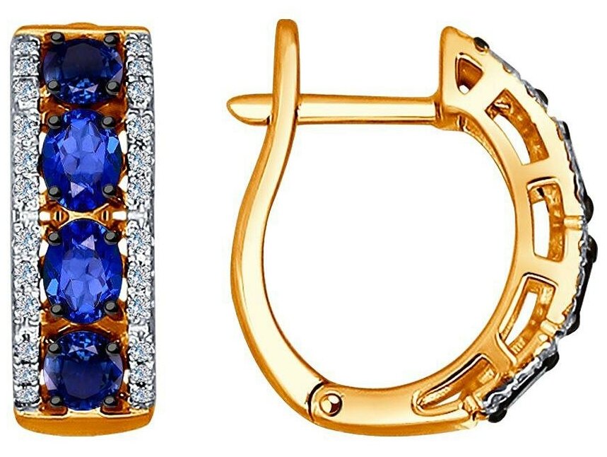 Серьги, красное золото, 585 проба, сапфир