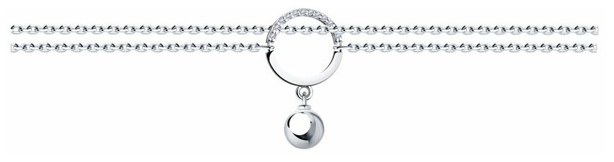 Браслет, серебро, 925 проба, родирование, фианит