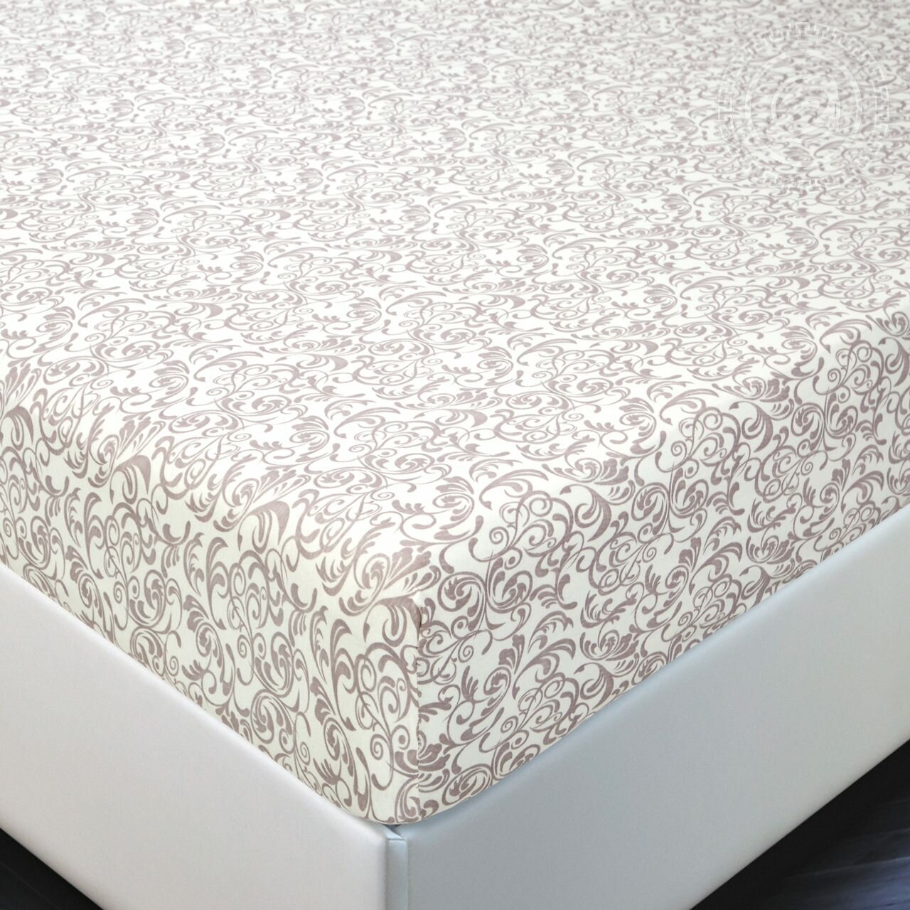 Простыня на резинке из трикотажа «Завиток капучино» 140x200 АртПостель, высота 20см, 100% хлопок, артикул 253