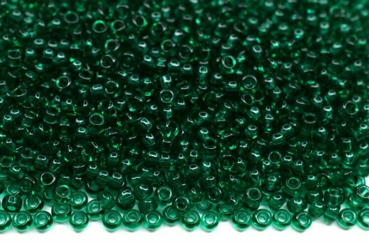 Бисер японский MIYUKI круглый 11/0 #0147 изумрудный, прозрачный, 10 грамм