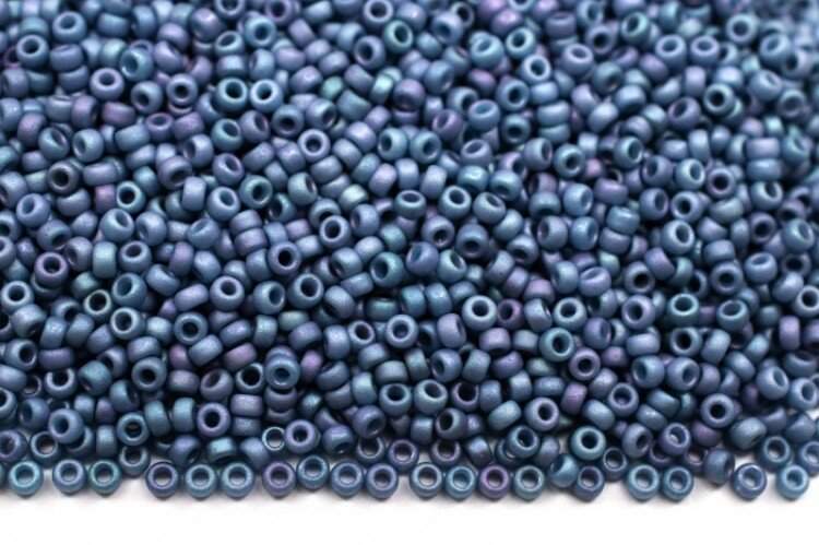 Бисер японский MIYUKI круглый 15/0 #2030 синий, металлизированный матовый, 10 грамм