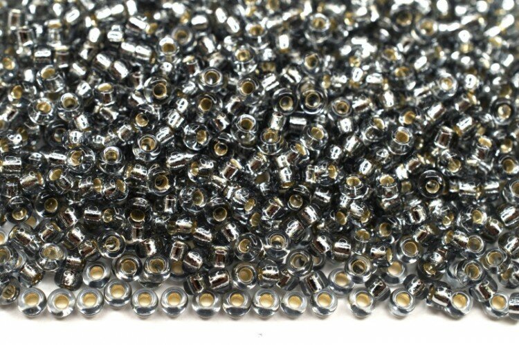 Бисер японский MIYUKI круглый 11/0 #0021L светлый серый, серебряная линия внутри, 10 грамм