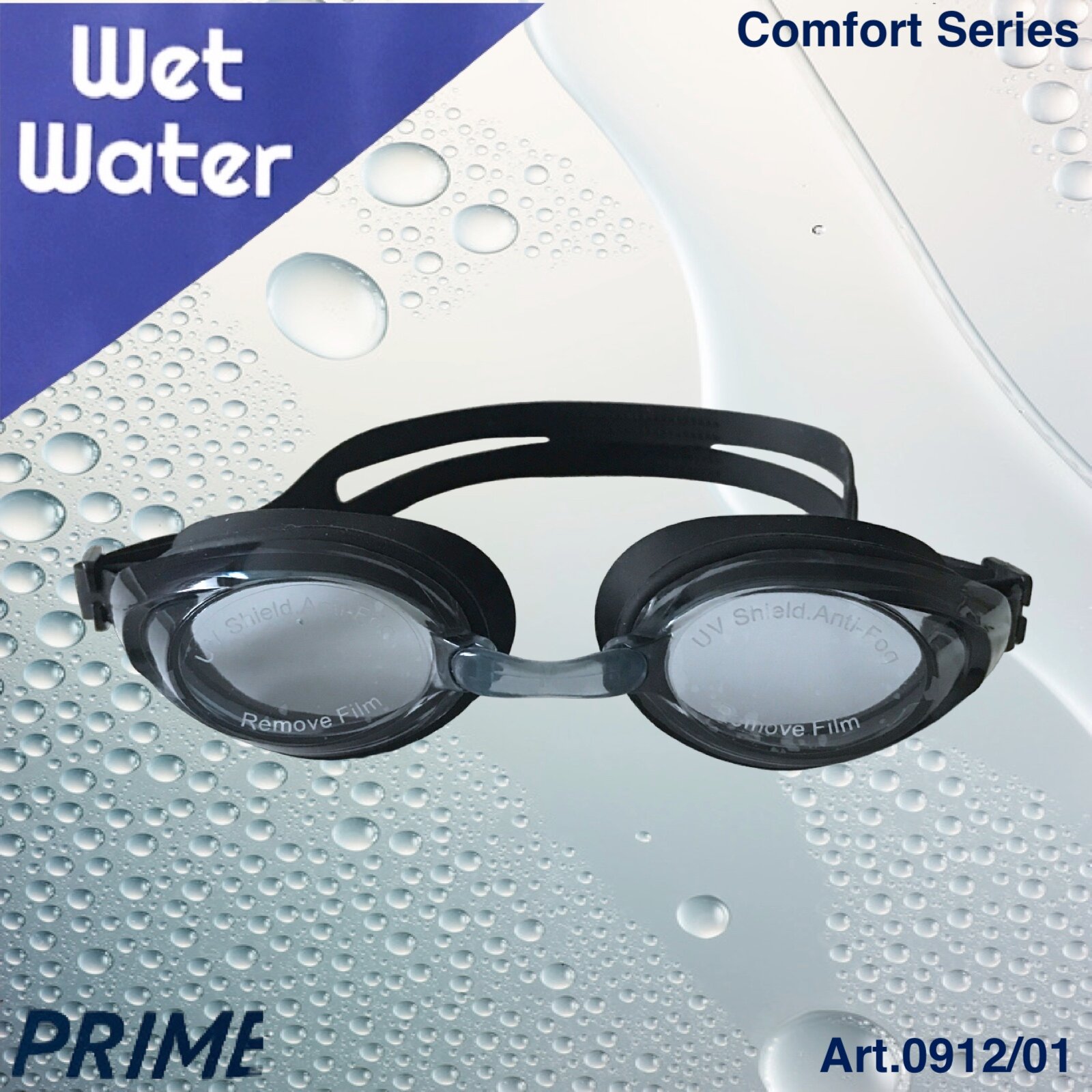 Очки для плавания Wet Water "PRIME", UV-защита, антифоговые, черные, 52-56 размер