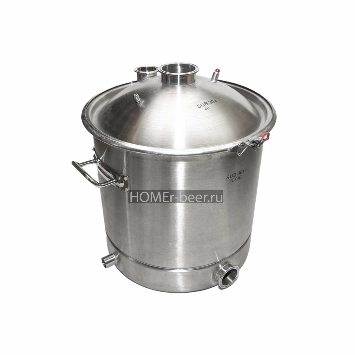Перегонный куб SUS 304 50 литров (40x40) с купольной крышкой кламп 3+2 дюйма