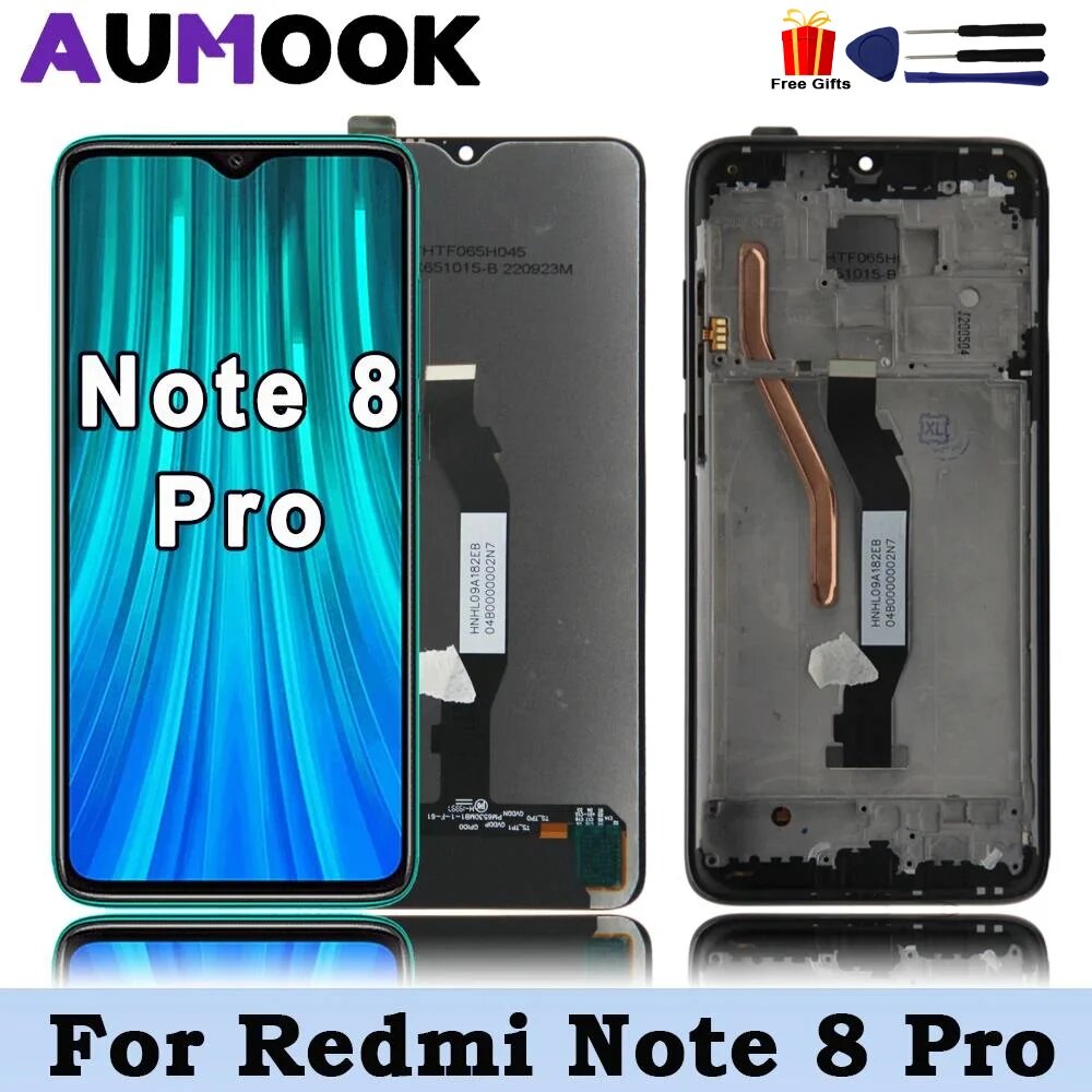 ЖК-дисплей в сборе Xiaomi Redmi Note 8 Pro, синий каркас