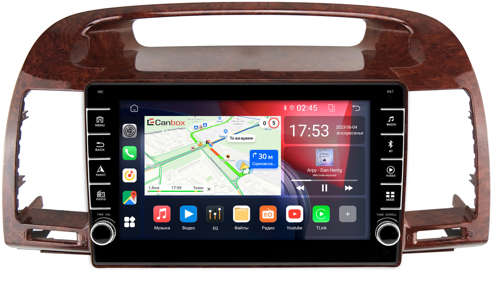 Штатная магнитола Toyota Camry XV30 2001-2006 (под дерево) Canbox BGT9-961 2/32 Android 10 (IPS, DSP, CarPlay)